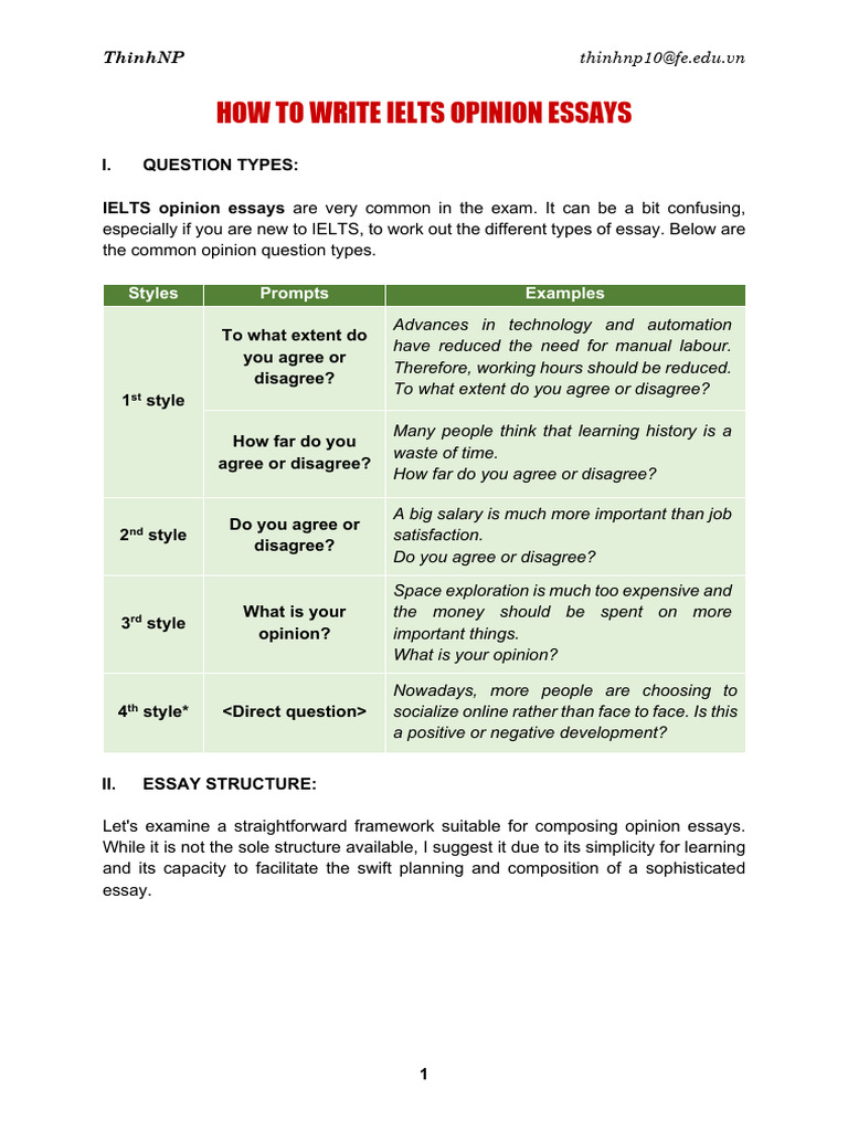 How To Write Ielts Opinion Essays | PDF | Essays | Reason How To Write Ielts Opinion Essays | PDF | Essays | Reason