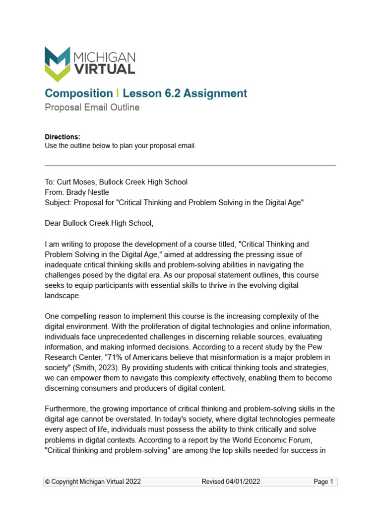 Proposal Email | PDF | Critical Thinking | Thought