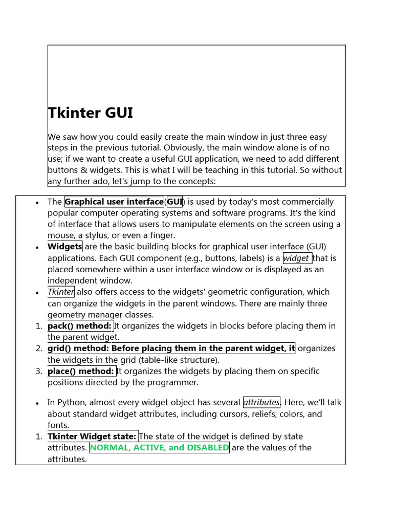 Tkinter GUI | Download Free PDF | Window (Computing) | Graphical User Interfaces