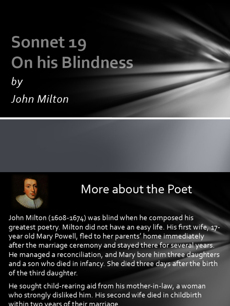Milton's Sonnet on Blindness Explained | PDF | John Milton | Poetry