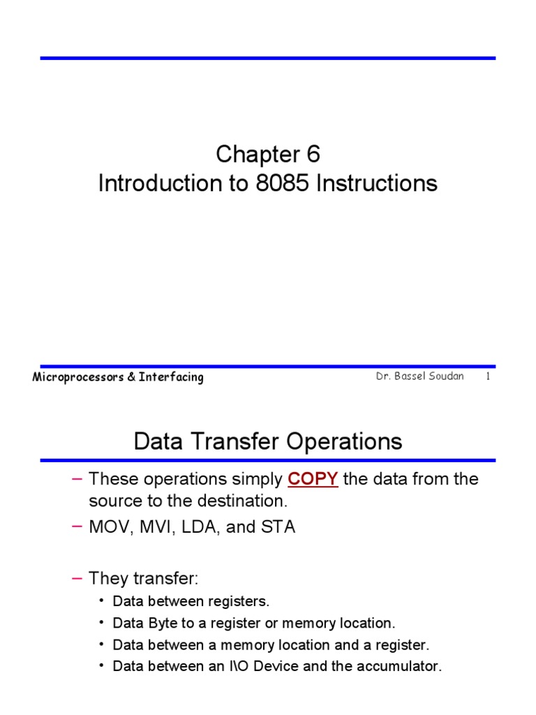 Introduction to 8085 Instructions | Computing | Technology