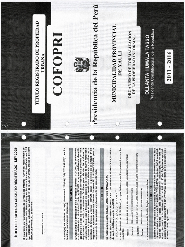 Titulo de Cofopri Estadio | PDF