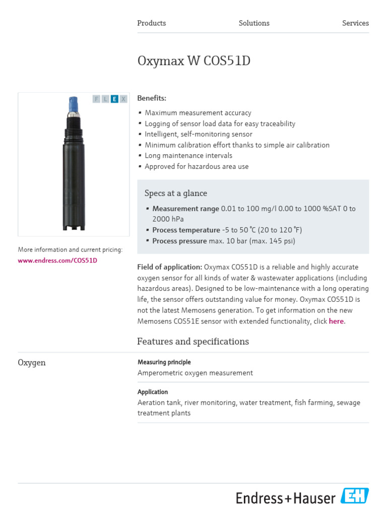 Endress-Hauser Oxymax W COS51D en | Download Free PDF | Calibration ...