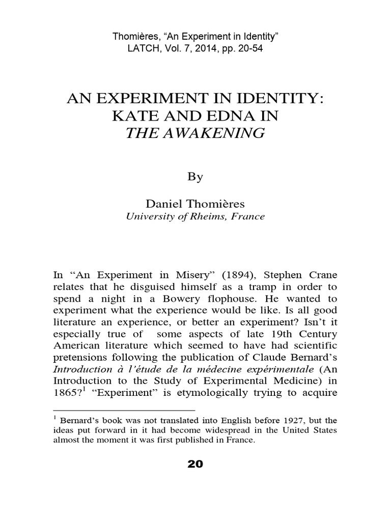 Literary Identity Experiments | PDF | The Awakening (Chopin Novel)