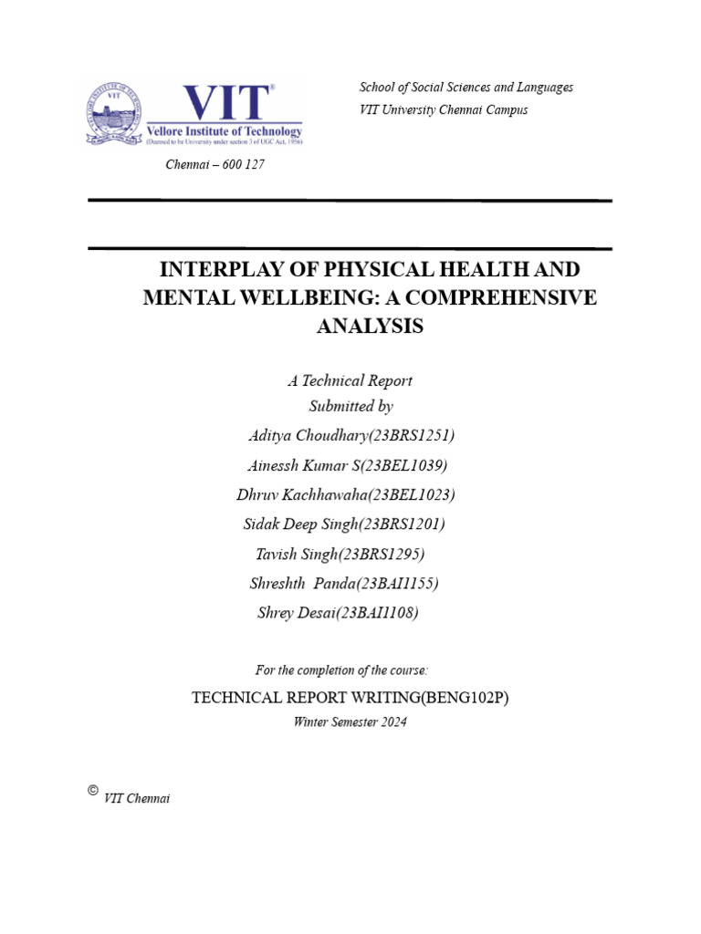 Physical Health & Mental Wellbeing Analysis | PDF | Mental Health ...