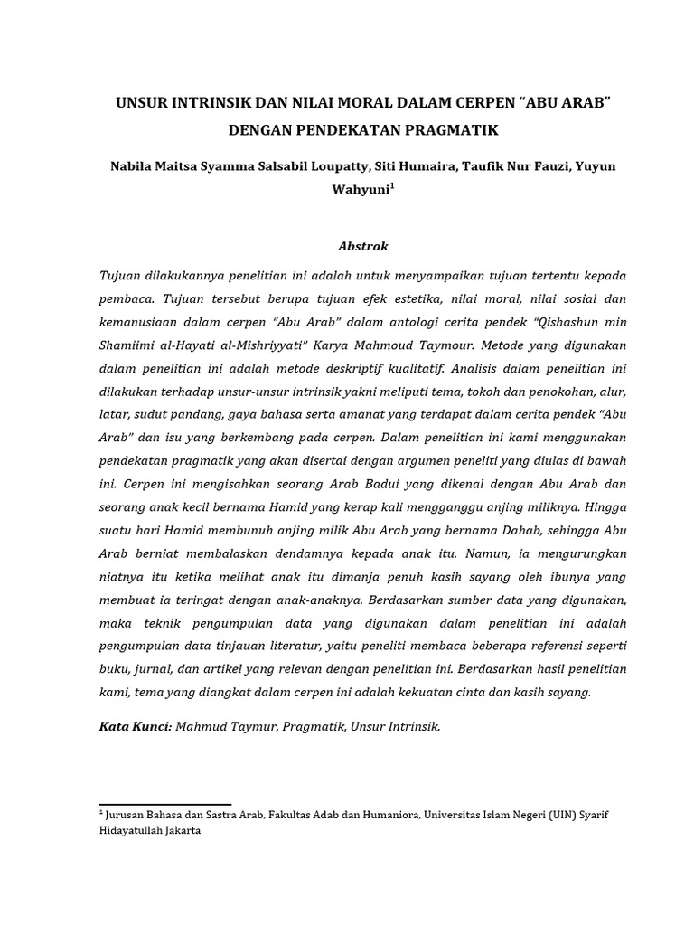 Analisis Prosa Kel.9 Abu Arab (Revisi) | PDF | Agama & Spiritualitas