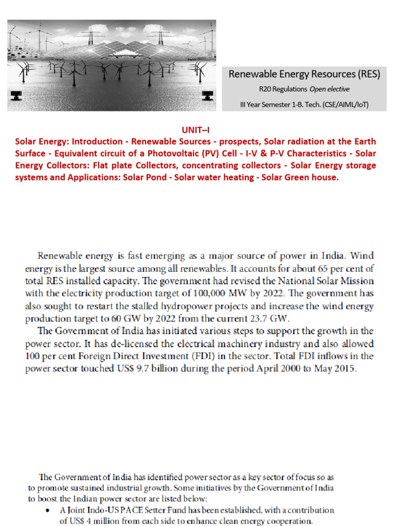 RES Unit 1 | Download Free PDF | Sun | Radiation