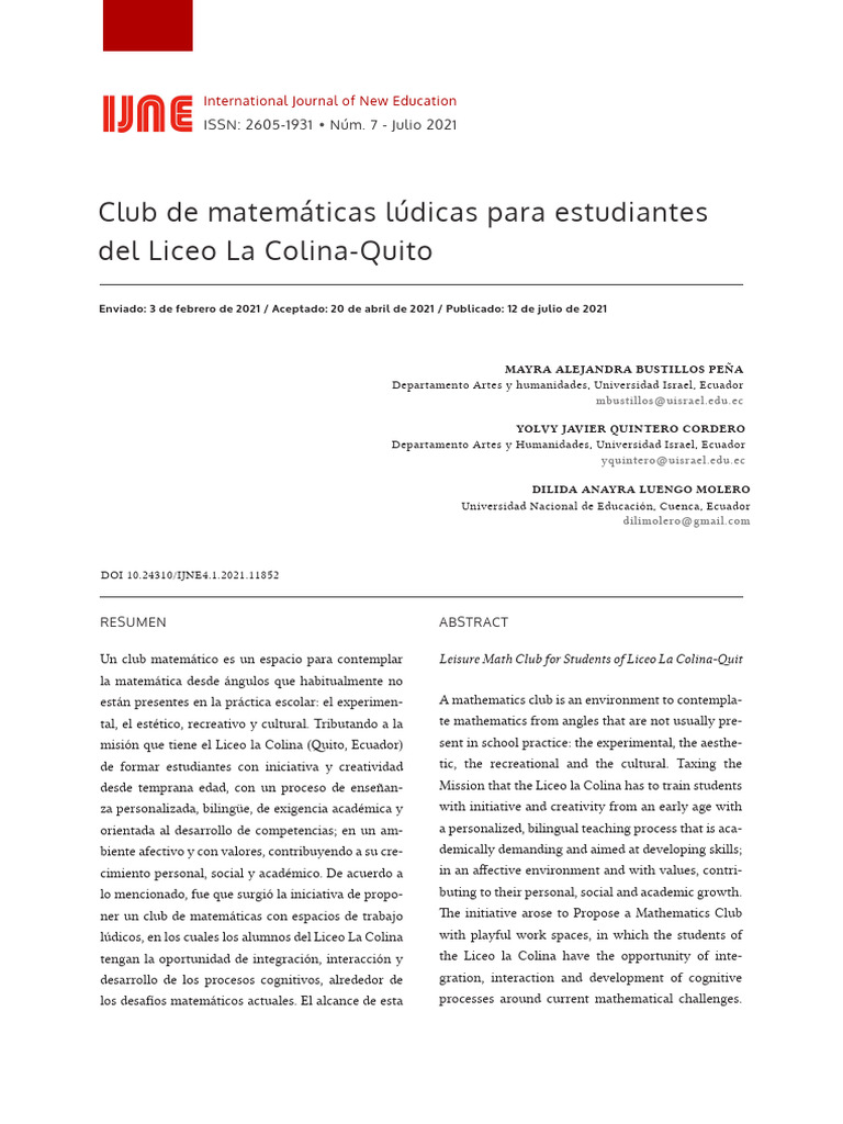 Club Matemático Lúdico en Liceo La Colina | PDF | Aprendizaje | Enseñando