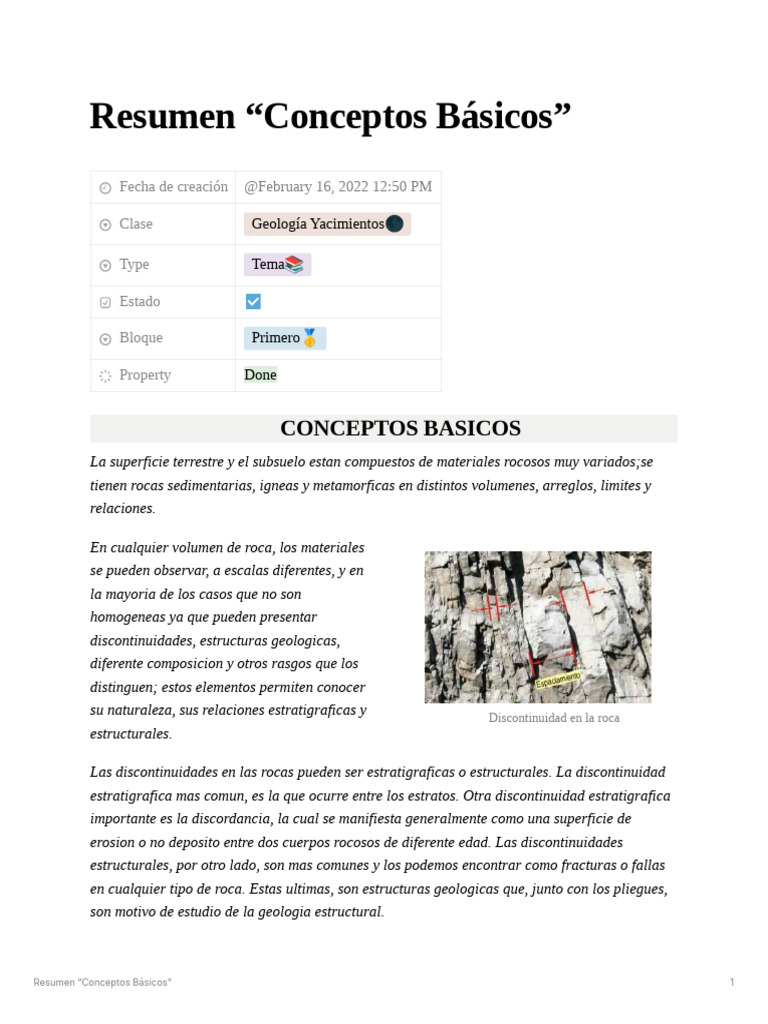 Resumen "Conceptos Básicos" | Descargar gratis PDF | Roca (geología) | Geología