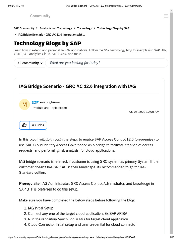 IAG Bridge Scenario - GRC AC 12.0 Integration With... - SAP Community | Download Free PDF ...