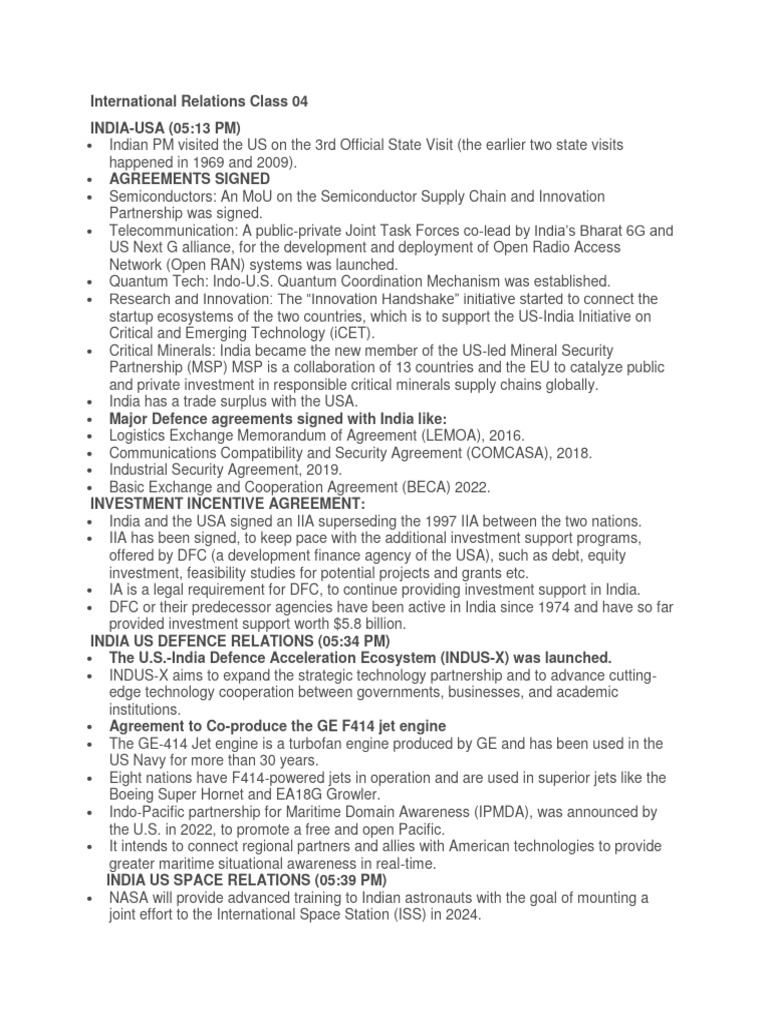 International Relations Class 04 Summary PT 365 | PDF | Israel | World ...