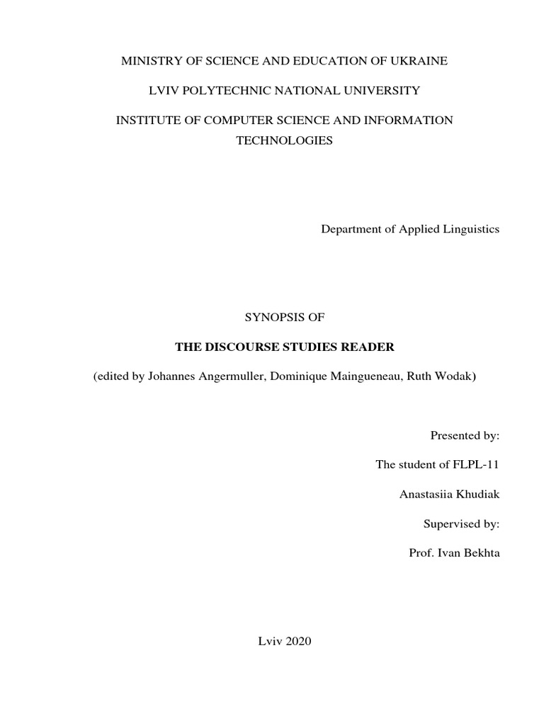 Synopsis_Sample | PDF | Discourse | Jacques Lacan