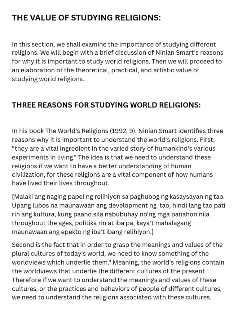 The Value of Studying Religions - 20230905 - 095807 - 0000 | PDF | Spirituality | Religious ...