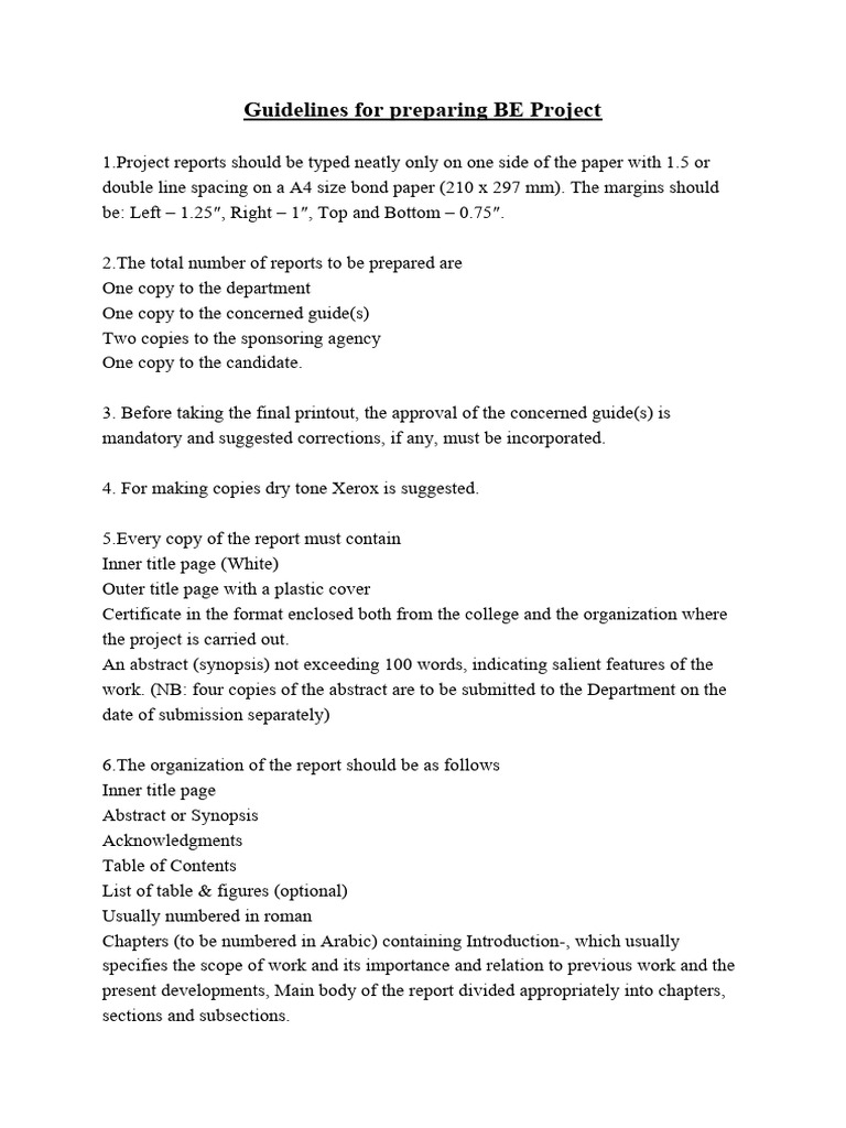 Guidelines For Preparing BE Project | PDF | Software | Computing