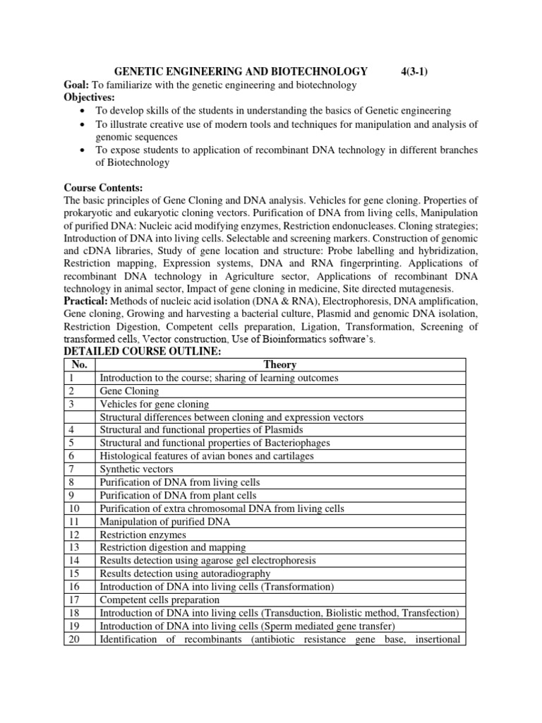Genetic Engineering for Students | PDF | Molecular Cloning | Plasmid