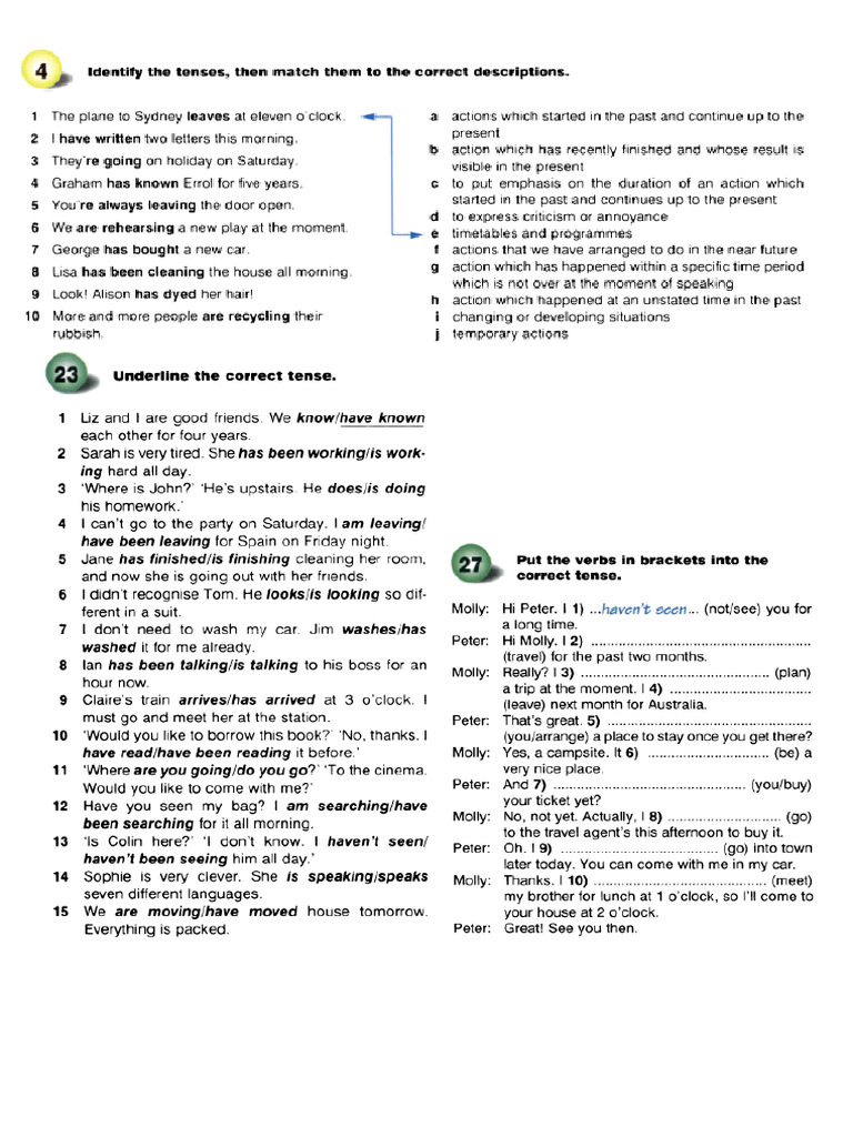 Present Tenses Revision Worksheet | PDF