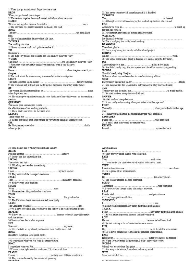 Key Word Transformations II | PDF