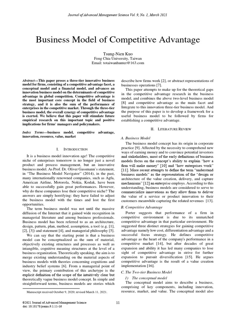 Business Model of Competitive Advantage | PDF | Competitive Advantage | Business Model