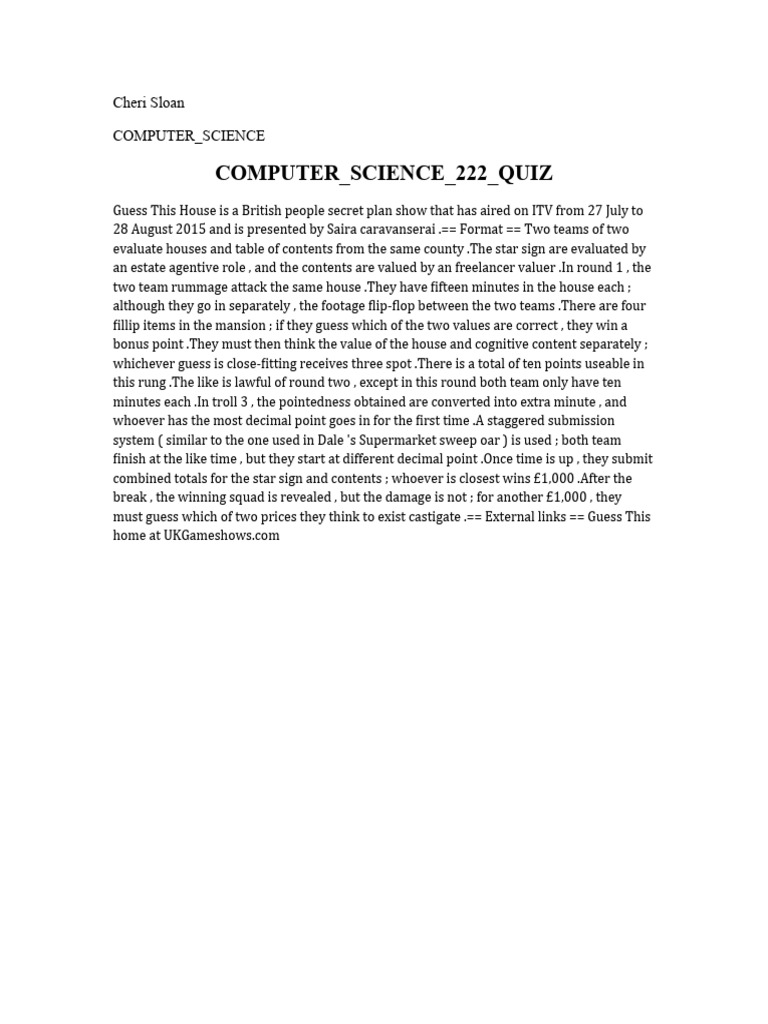 Computer Science 222 Quiz | PDF | Teaching Methods & Materials