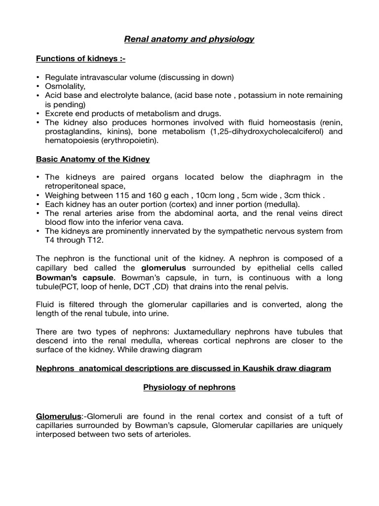 Kidney Anatomy and Physiology Overview | PDF | Kidney | Angiotensin