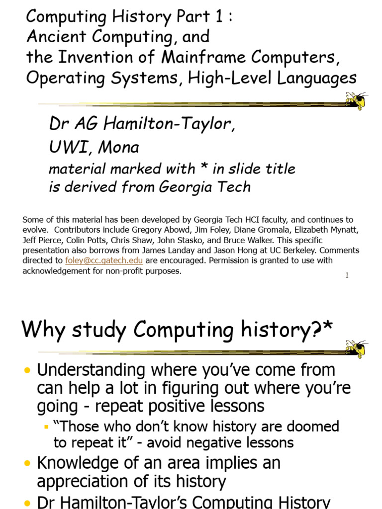 Computing History Part 1 Ancient and Mainframe Computing v18d | PDF ...