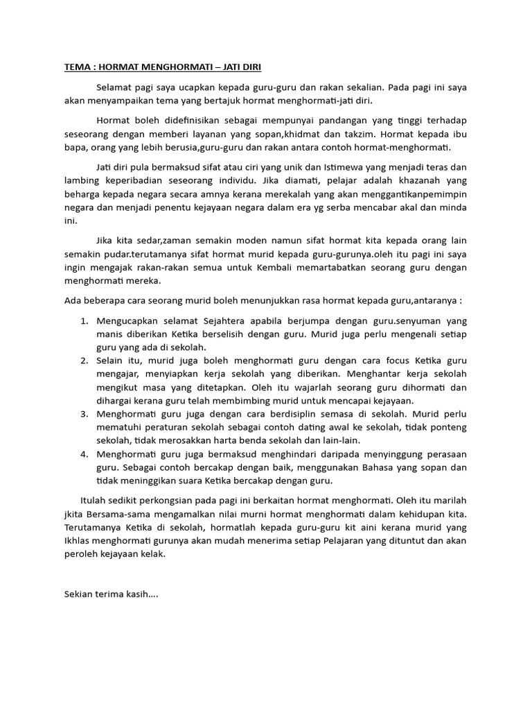 TEMA Hormat Menghormati | PDF | Karier & Perkembangan