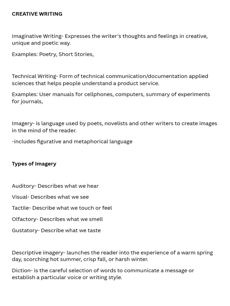 Types of Creative Writing Explained | PDF | Poetry | Writing