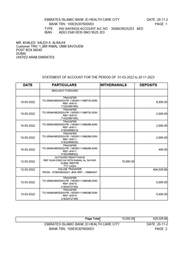 Bank Statement | PDF | United Arab Emirates | Dubai