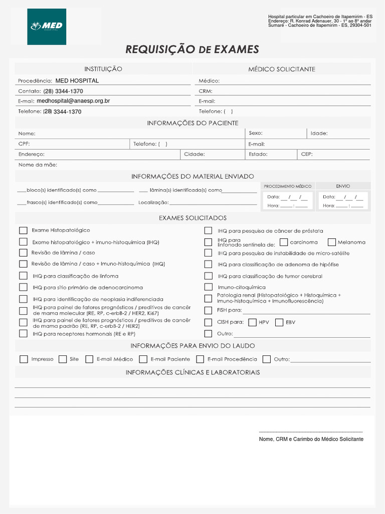Requisição Anátomo Patológico MED | PDF