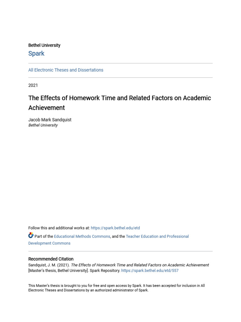 The Effects of Homework Time and Related Factors On Academic Achievment ...