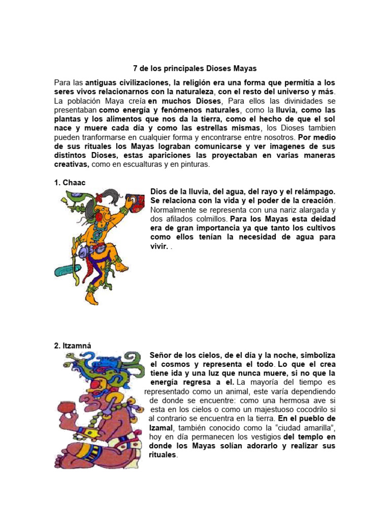Principales dioses de la cultura maya | PDF | Civilización maya | Deidades