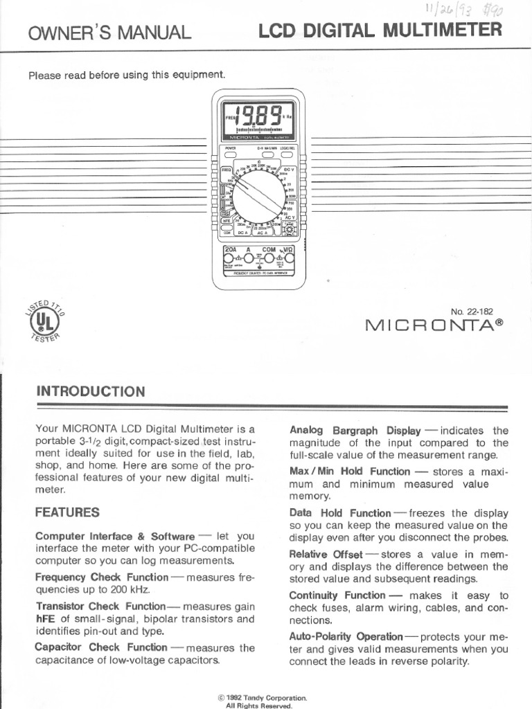 22 182 Owners Manual | PDF