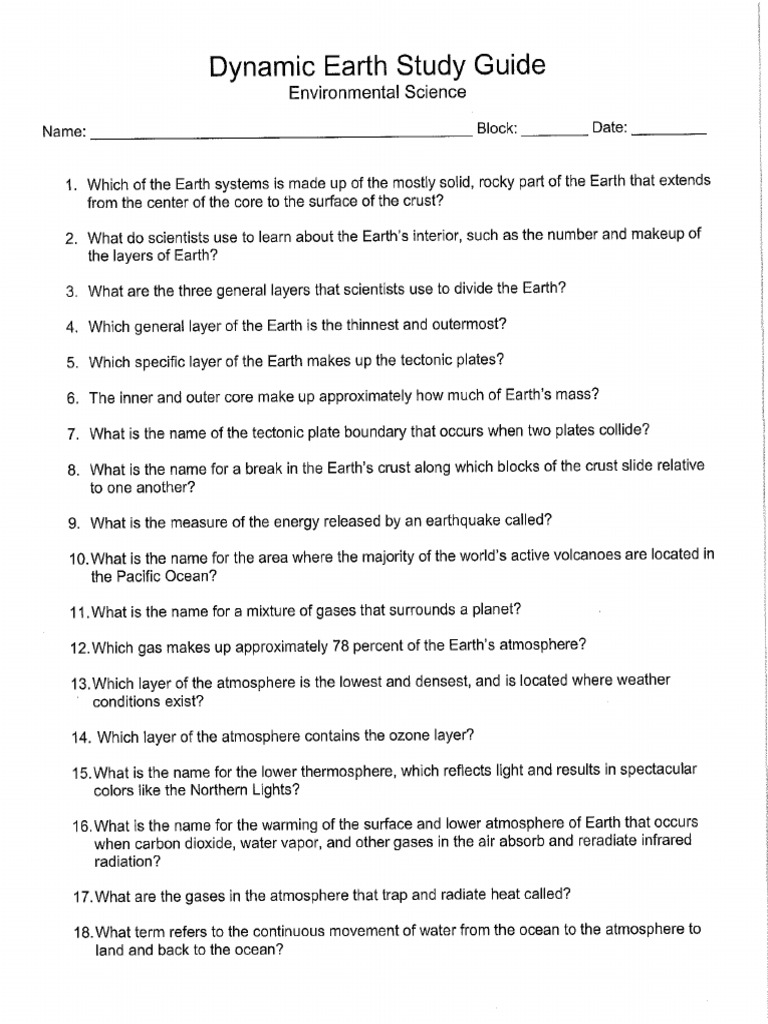 Dynamic Earth Notes Summary-1-1 | PDF