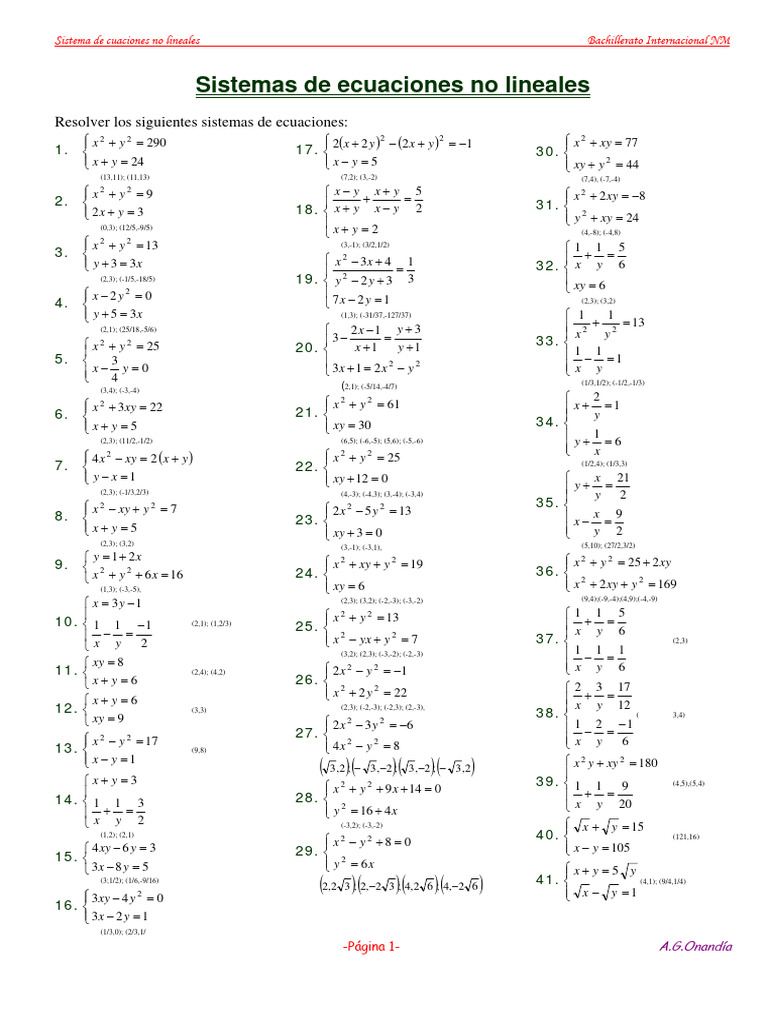 Sistemas de Ecuaciones No Lineales | PDF | Ajedrez