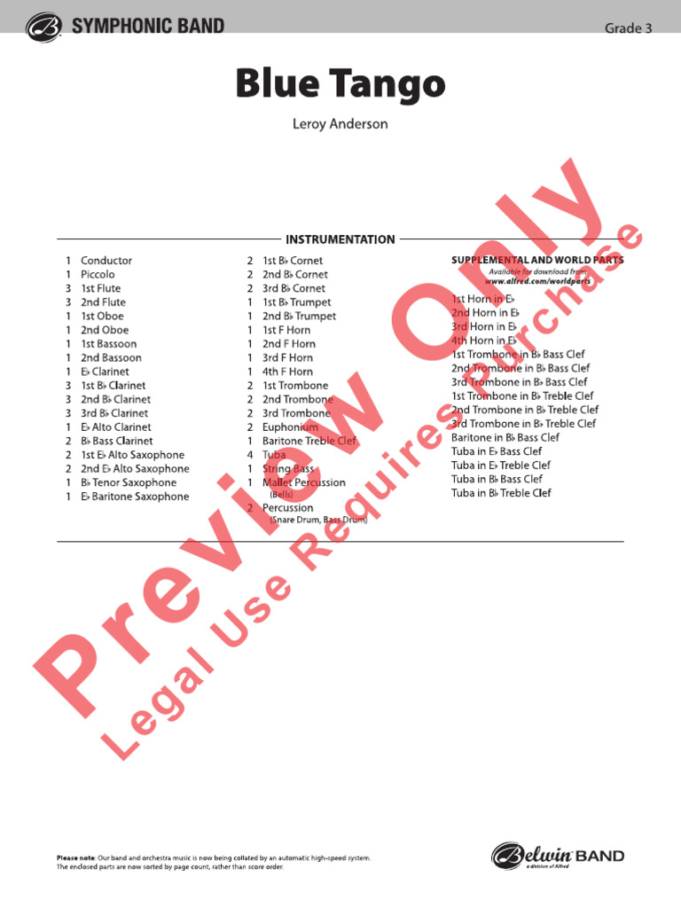 Blue Tango Score | PDF