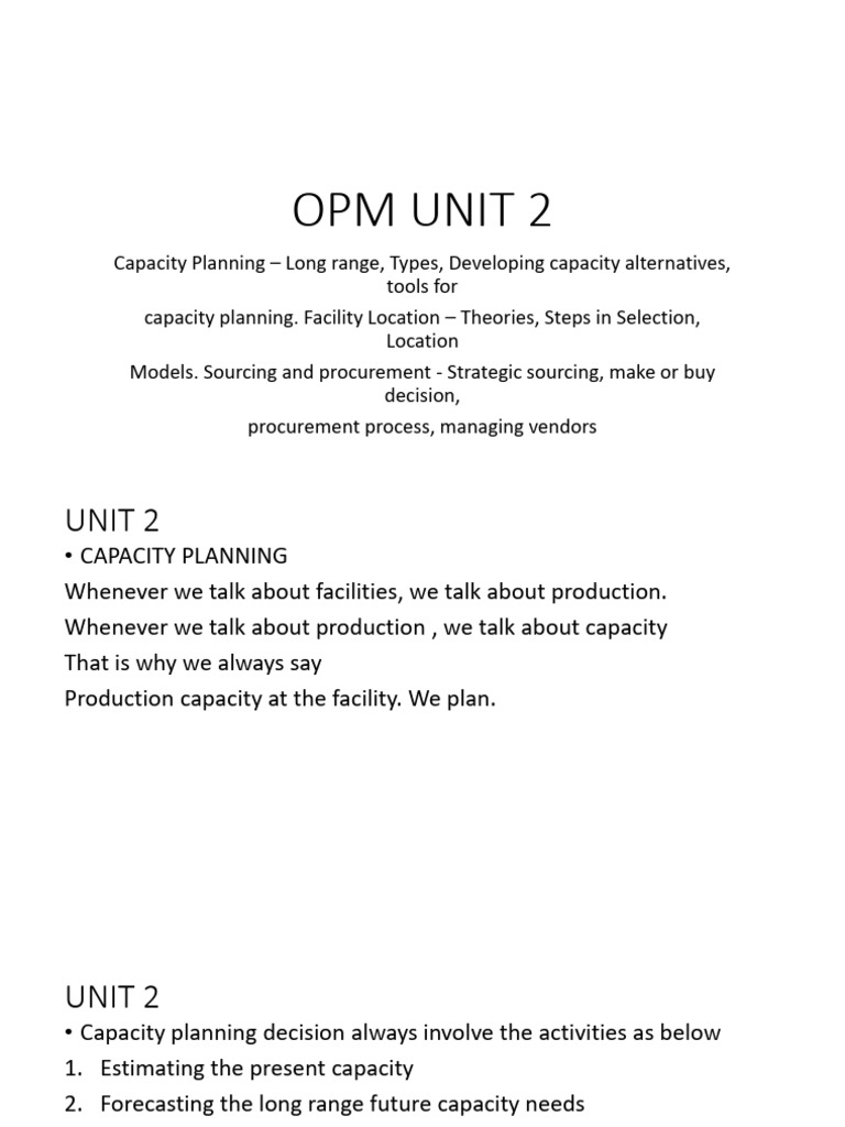 Operations Management Unit 2 Updated | PDF | Procurement | Request For Proposal