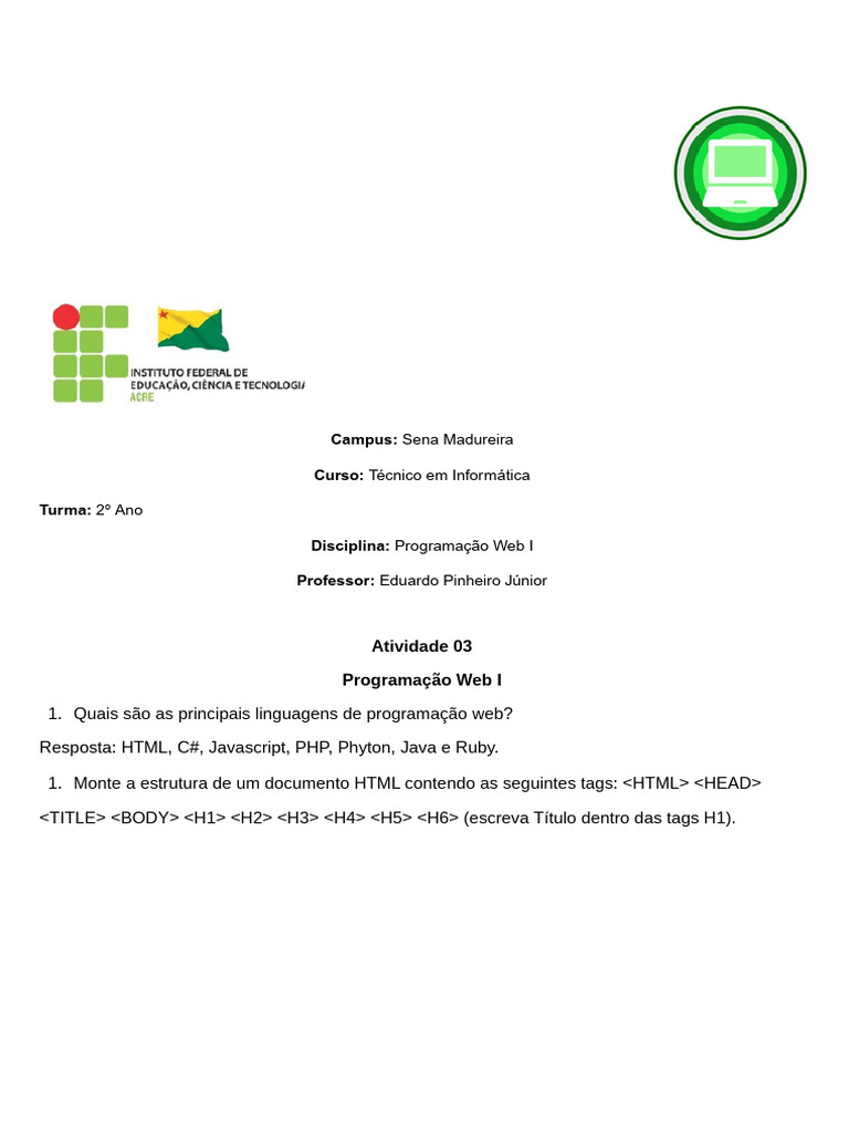 Acesso a Materiais em Programação Web | PDF | Rede mundial de ...