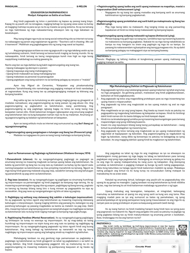 G8 Q4 Lessons With Activities | PDF