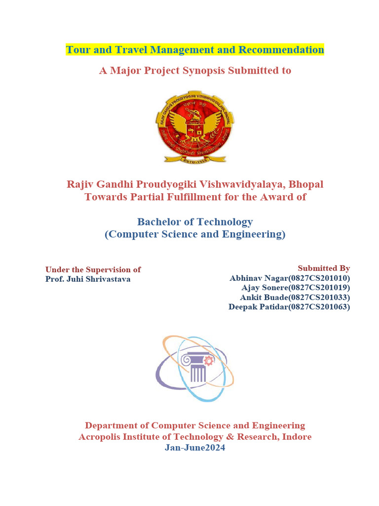 Synopsis Format-Major | PDF | Software Development Process | Usability Synopsis Format-Major | PDF | Software Development Process | Usability