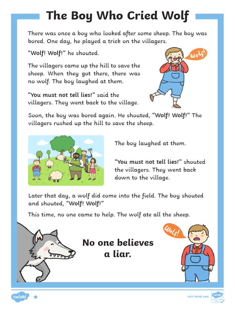 The Boy Who Cried Wolf Story | Download Free PDF | Wolves