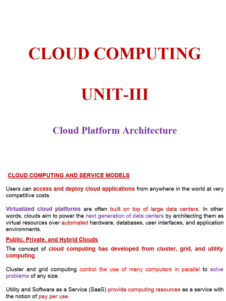 Unit 3 CC | PDF | Cloud Computing | Computing