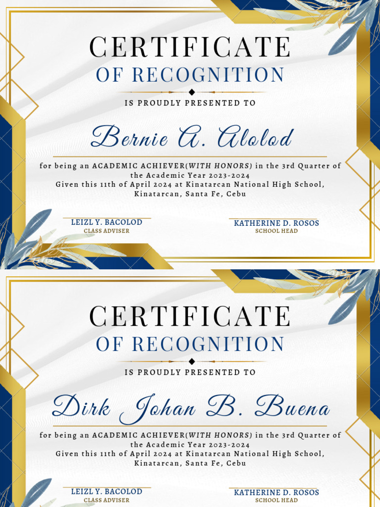 3rd Quarter Certificate | PDF