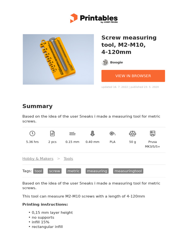 Screw Measuring Tool m2 m10 4 120mm | PDF | Home & Garden | Art