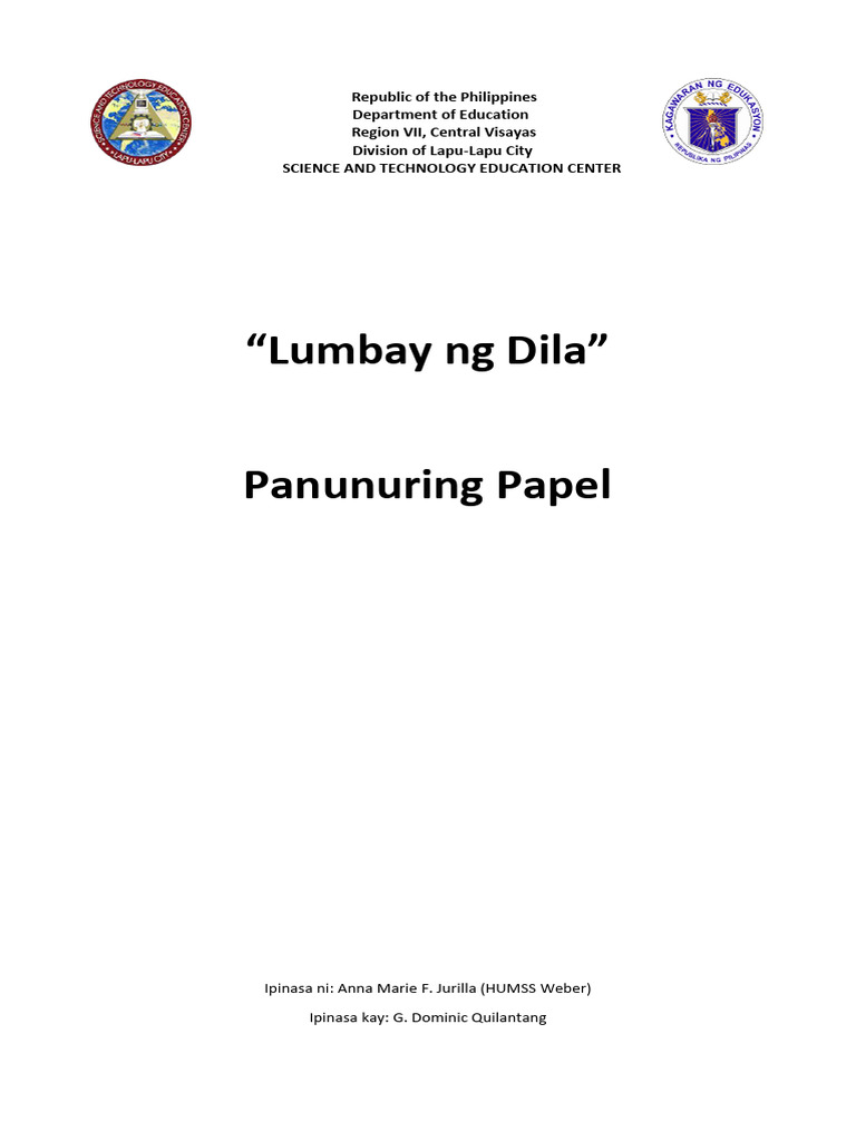 Panunuring Papel - Lumbay NG Dila | PDF