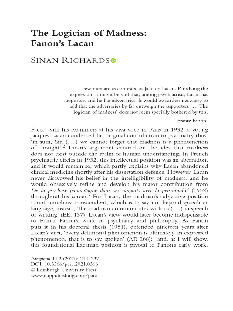 Para 2021 0366 | PDF | Jacques Lacan | Psychoanalysis