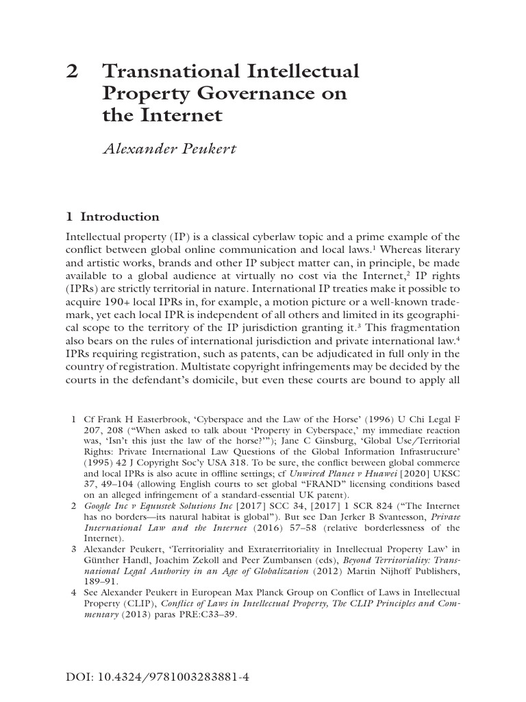 Transnational Intellectual Property Governance On | PDF | Domain Name ...