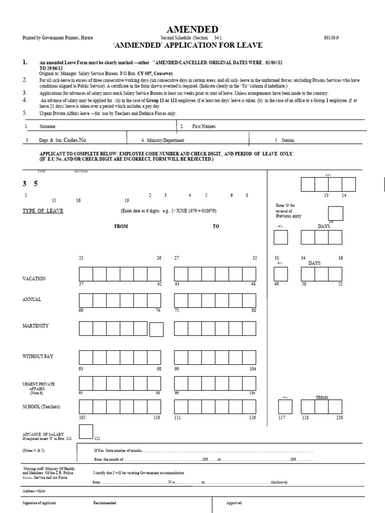 Blank Leave Form | Download Free PDF | Social Programs | Health Care