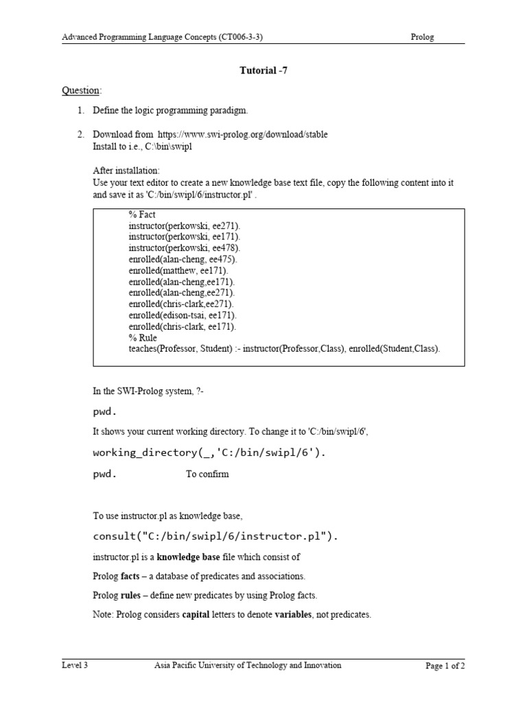 Tutorial 7 | Download Free PDF | Mathematical Logic | Computer Programming