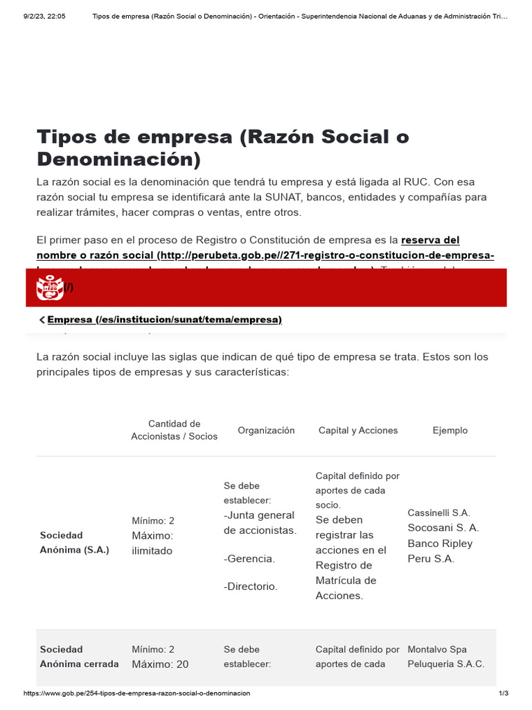 Tipos de Empresa (Razón Social o Denominación) | Descargar gratis PDF ...