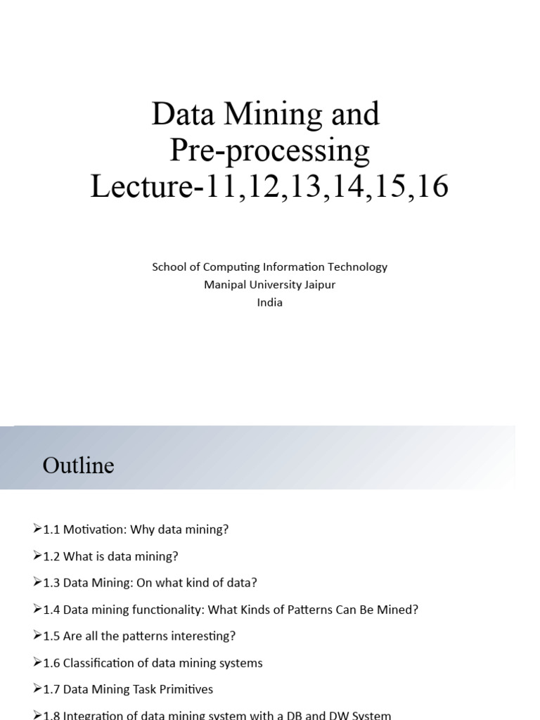 4_Data Mining & Preprocessing_L_11,12,13,14,15,16 | PDF | Databases | Data Mining